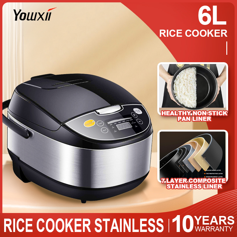 Yowxii LCD Stainless Rice Cooker 6L Large Capacity Standard ...