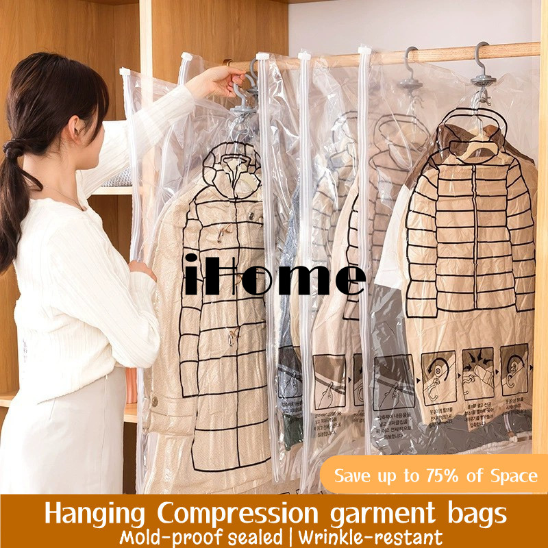 Hanging vacuum storage bag for clothes compression vacuum bags with ...