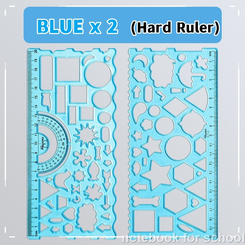 2 in 1 Soft Plastic Lenticular Ruler Hollowed-Out Geometry Ruler ...