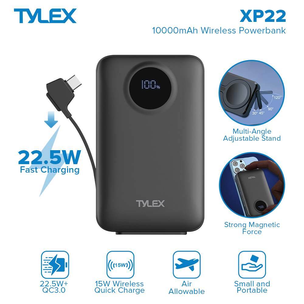 Tylex XP22 Wireless Power Bank 22.5w Fast Charging Qc3.0 15w Xp22 ...