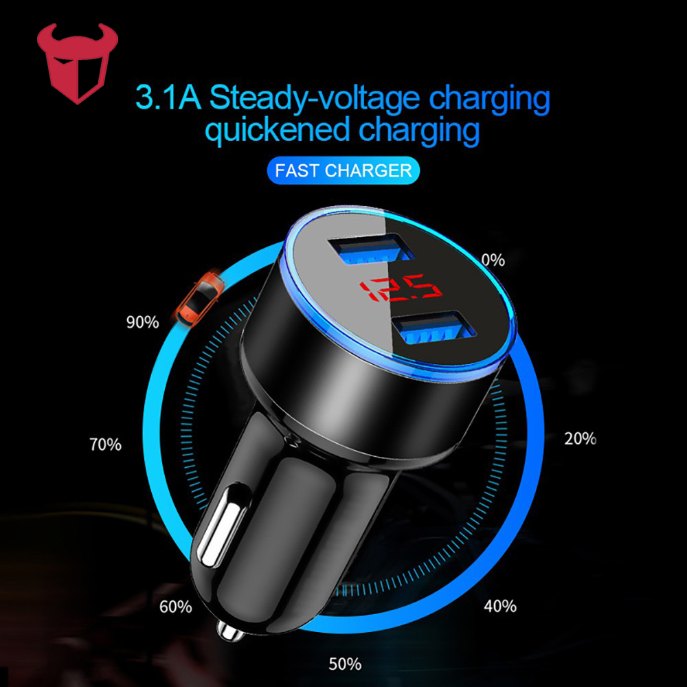 3.1A Car Charger Dual USB 2 Port With LED Display Universal Phone ...