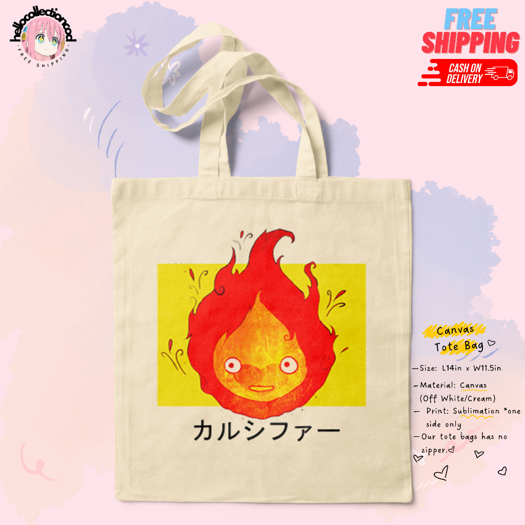 Calcifer - Howl's Moving Castle Anime Tote Bag Canvas ...