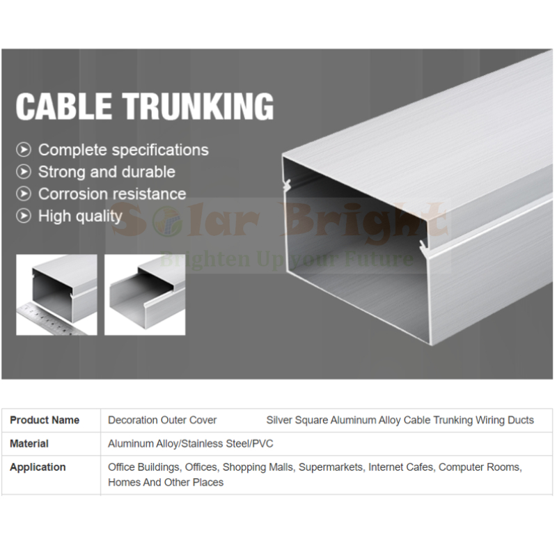 1 Meter Aluminum Alloy Cable Trunking Wiring Ducts Silver Square ...