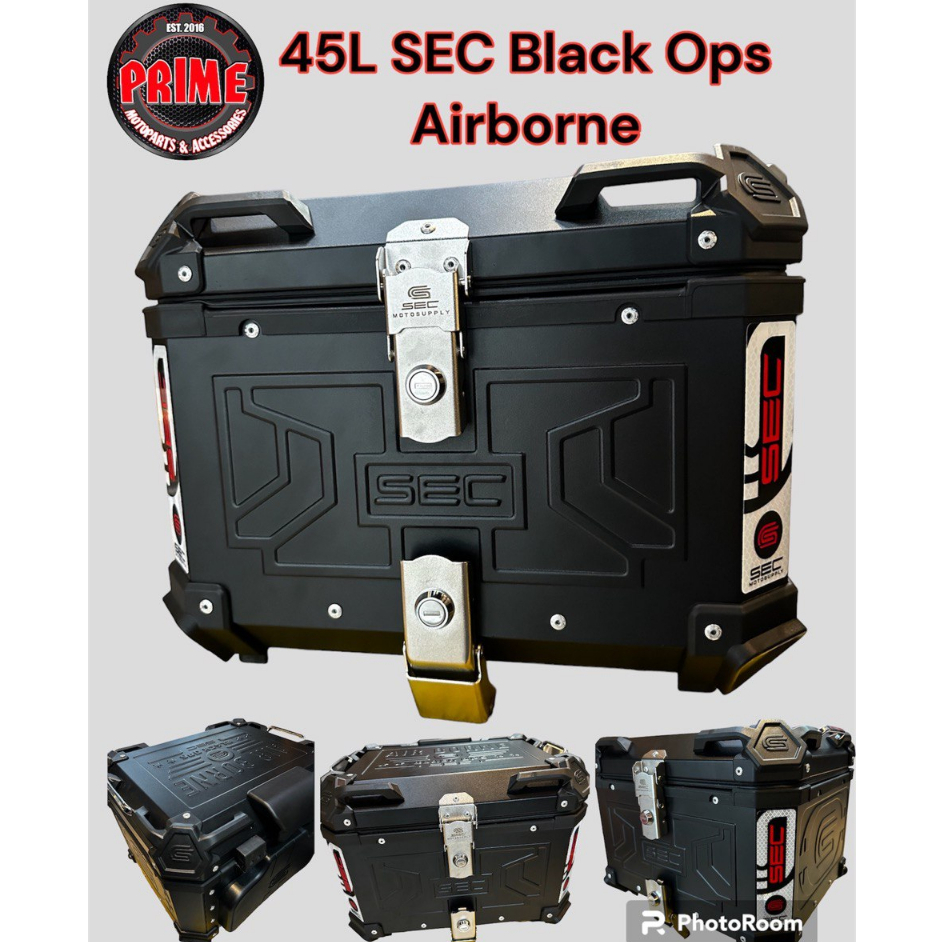 45L SEC BLACK OPS AIRBORNE ALLOY TOP BOX WITH BACKEST AND BASEPLATE ...
