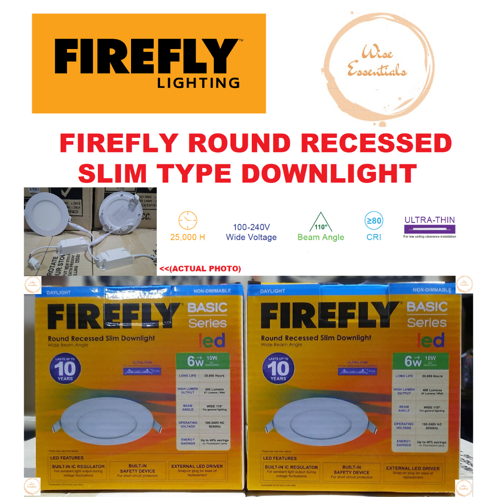 FIREFLY LED Slim Round Recessed Downlight Daylight | Shopee Philippines