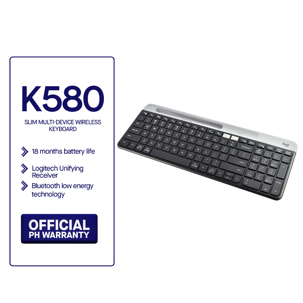 Logitech K580 Wireless Ultra Thin Keyboard Dual Mode 2 4g Bluetooth Office Keyboard Shopee