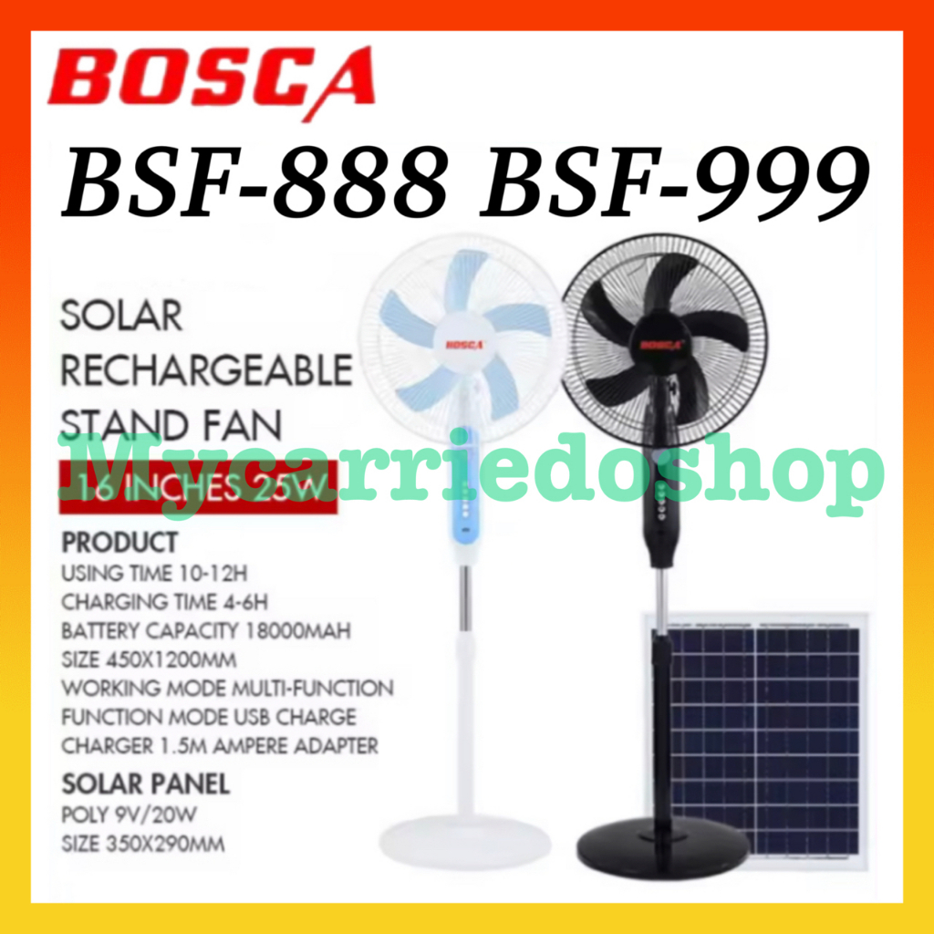 BOSCA 16 Inch 12V DC Vertical Solar Outdoor Rechargeable Solar Fan with ...