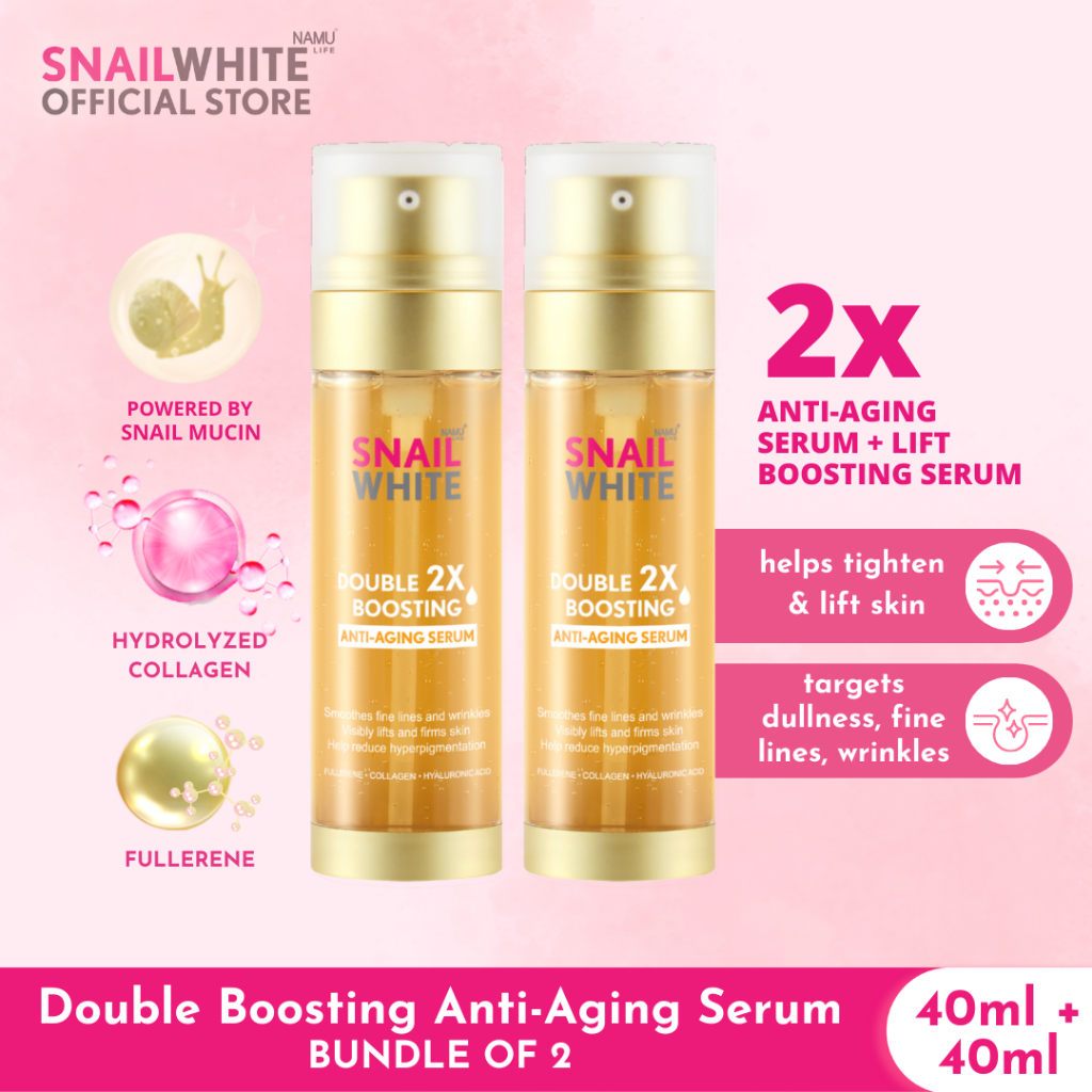 SNAILWHITE Double Boosting Serum Anti-Aging 40ml+40ml Bundle of 2 | Shopee Philippines