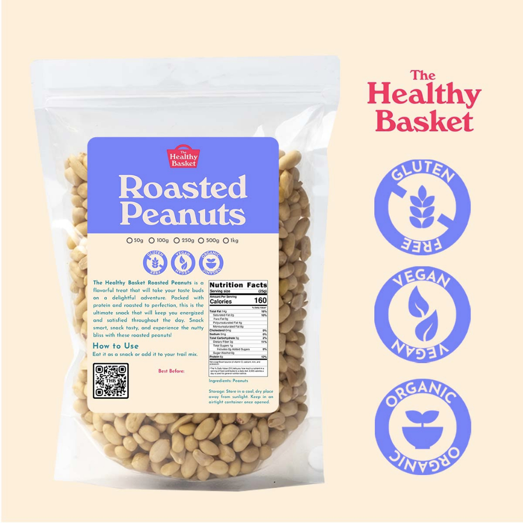Healthy Basket Roasted Peanuts (100g, 250g, 500g & 1kg) | Shopee ...