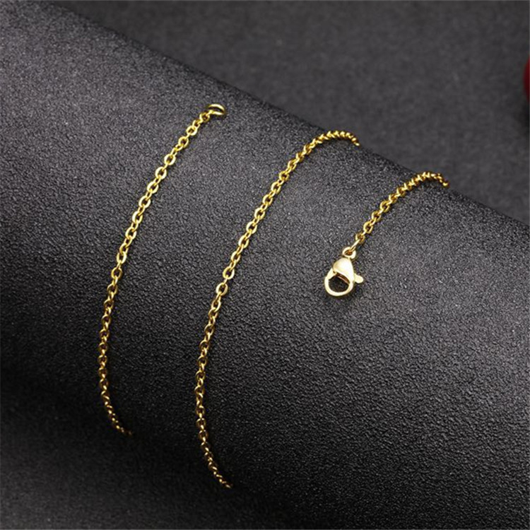 Korean Golden Stainless Steel Gold Plated Paper Cuban Rope Necklace For ...