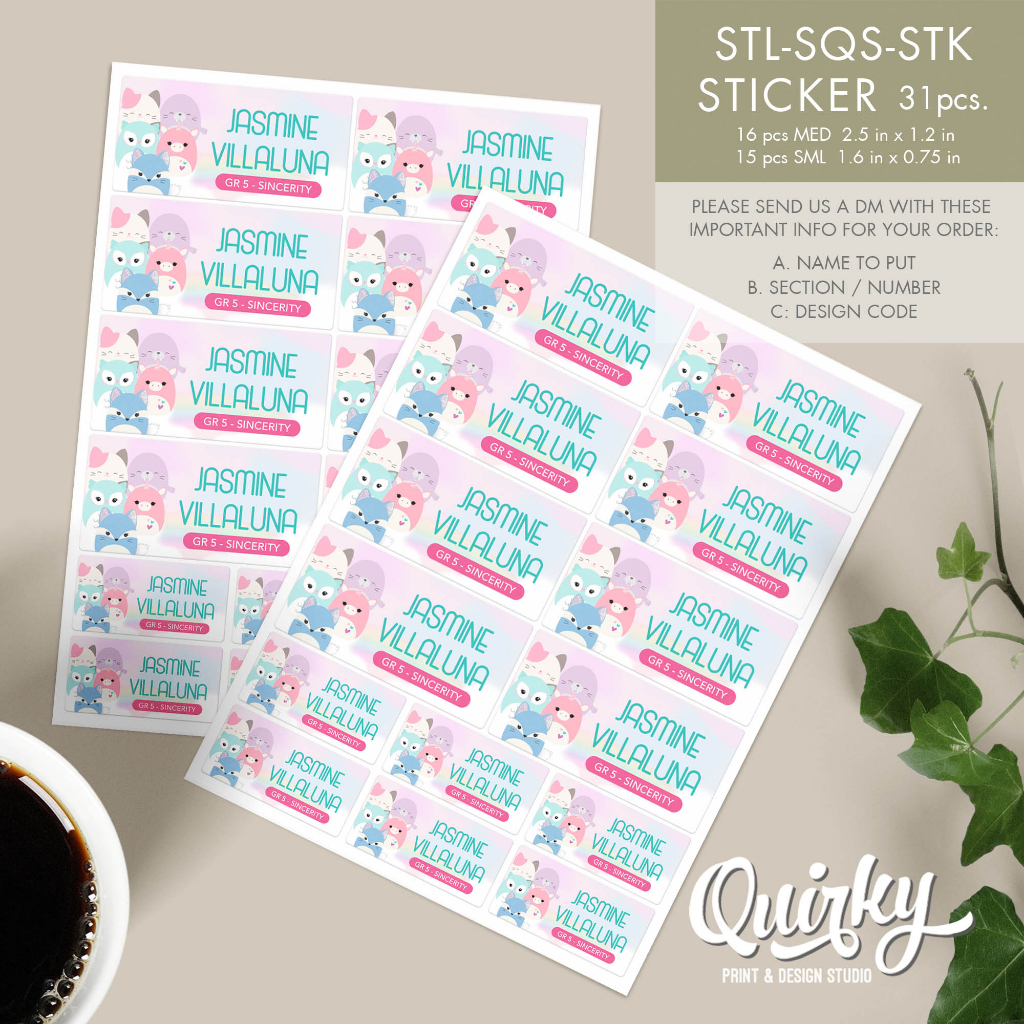 Personalized Waterproof Name Stickers - Girl Designs | Shopee Philippines