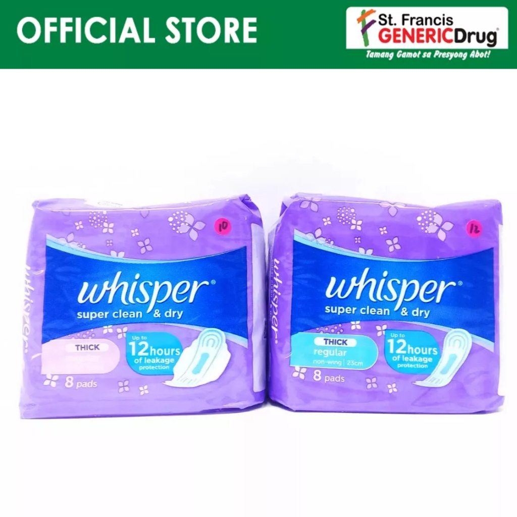 Whisper® Super Clean & Dry Pad Regular Flow (8s) | Shopee Philippines