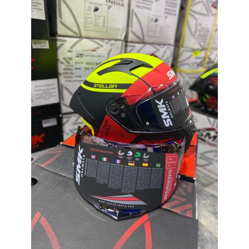 SMK STELLAR FULL FACE HELMET with extra visor | Shopee Philippines
