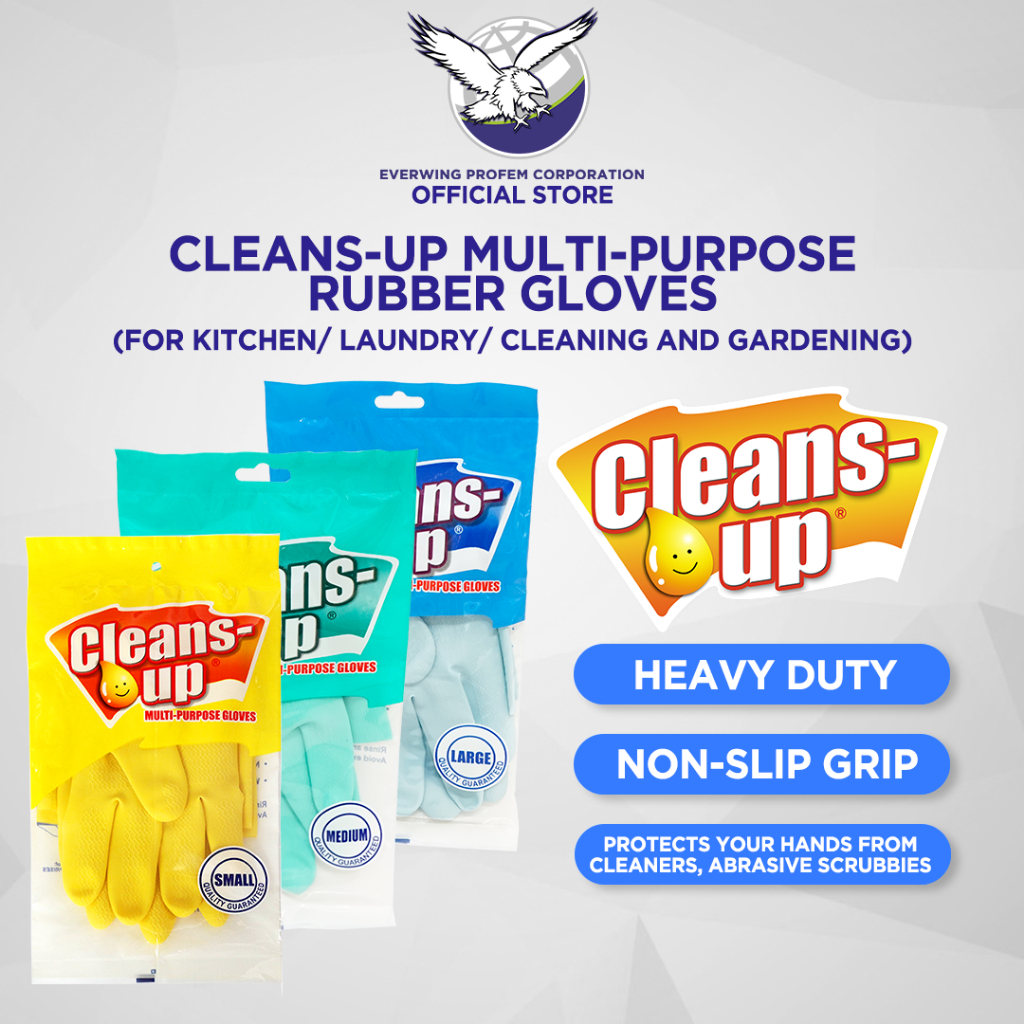 Cleans Up Multi Purpose Rubber Gloves (For Kitchen Laundry Cleaning ...