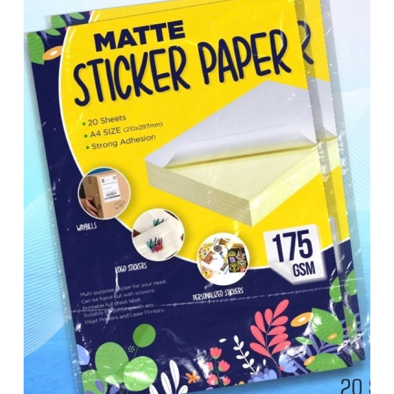 175gsm/matte/Kraft Printable Sticker Paper A4 Size (20sheets) | Shopee ...