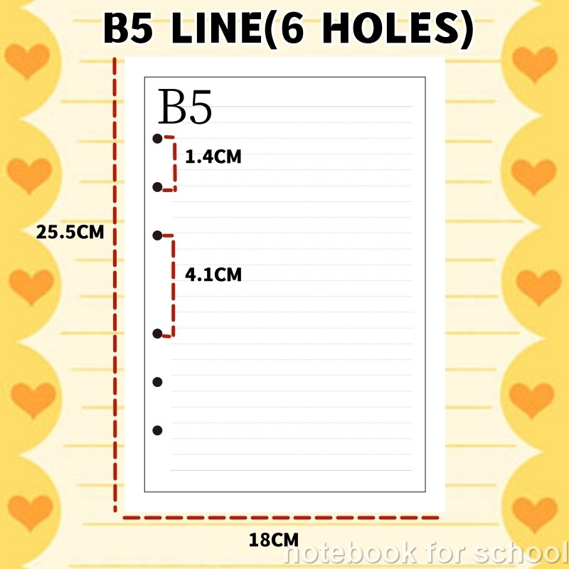 A5/A6/B5 Loose-leaf inner core 6 hole replacement 100 sheets refill ...