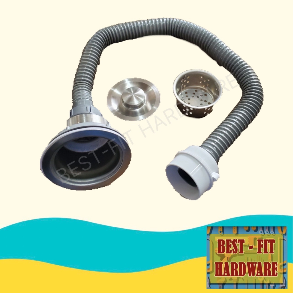 STAINLESS KITCHEN SINK STRAINER FLEX / FLEXIBLE PTRAP / P-TRAP / P TRAP ...
