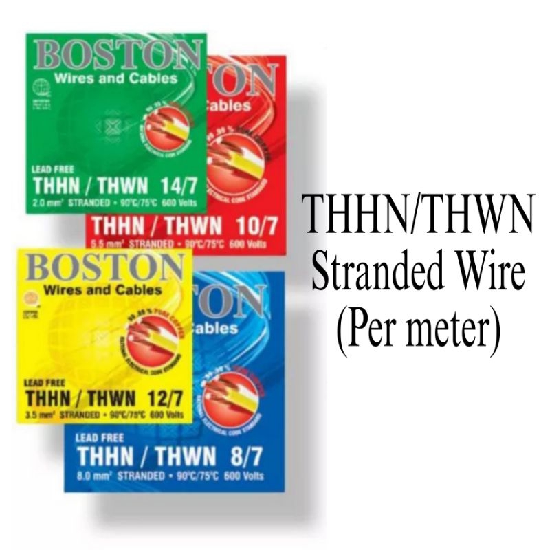 PER Metes BOSTON THHN THWN Stranded wire 8/7 / 10/7 / 12/7 / 14/7 ...