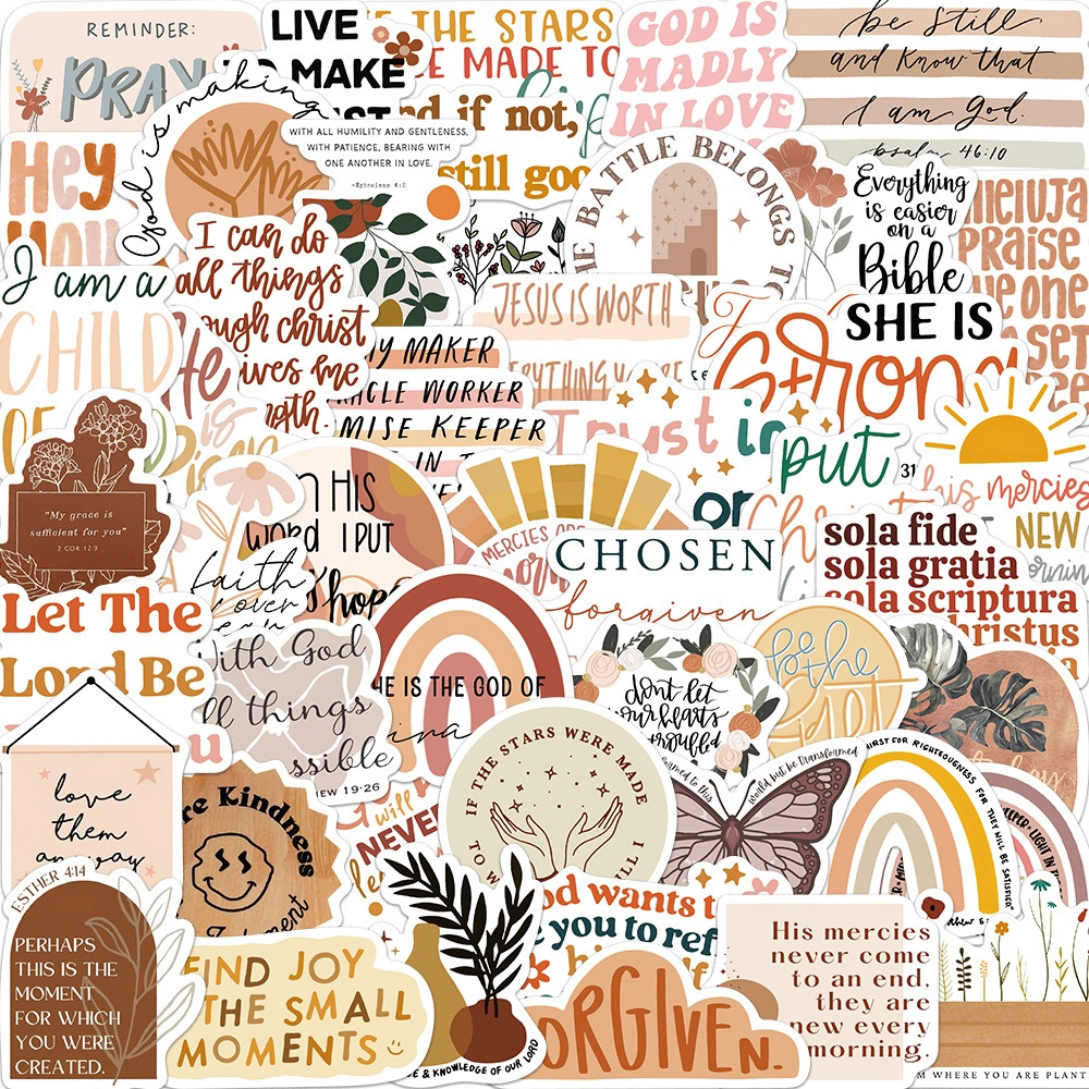 50Pcs Boho Jesus Phrases Series Stickers DIY Fashion Waterproof laptop ...