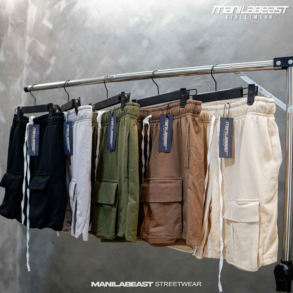MANILABEAST 8 POCKET CARGO SHORTS TERRY COTTON HYPEBEAST STREETWEAR FOG ...