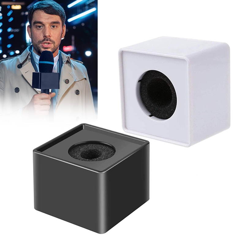 2pcs Portable Square ABS Foam Microphone Flag Black and White ...