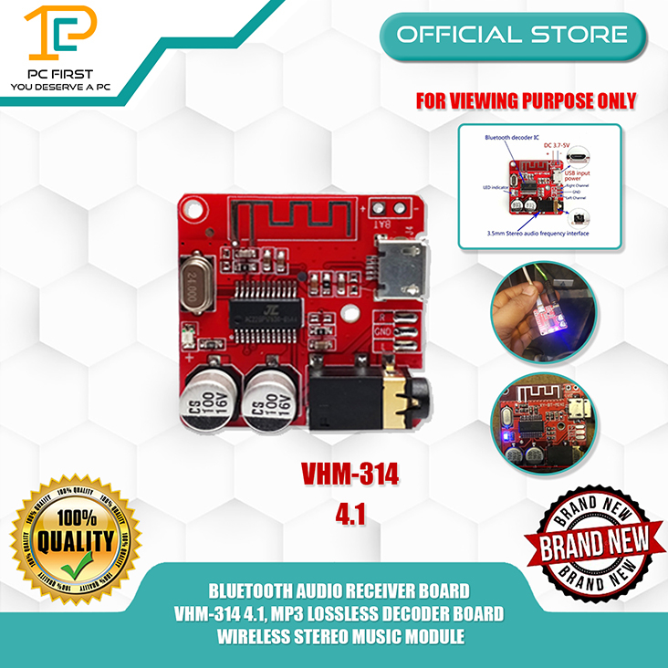 BLUETOOTH AUDIO RECEIVER BOARD VHM-314 4.1, MP3 LOSSLESS DECODER BOARD WIRELESS STEREO MUSIC ...