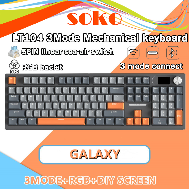 langtu LT104 Mechanical keybaord RGB backlit Hotswap Knob DIY Screen ...