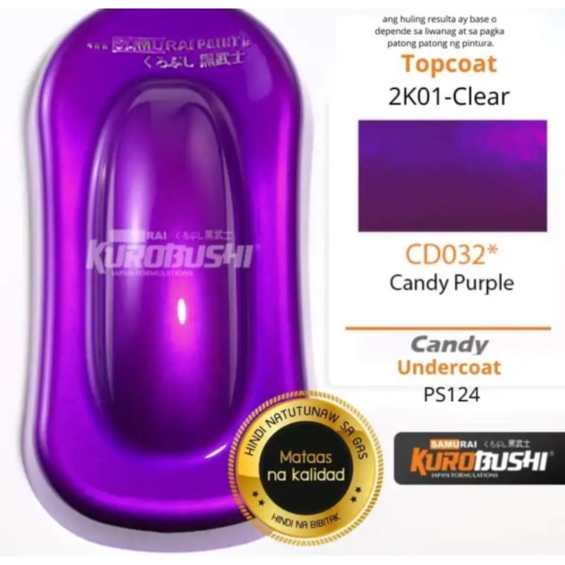SAMURAI SPRAY PAINT CANDY PURPLE CD032* (CANDY COLORS) 400ML | Shopee ...