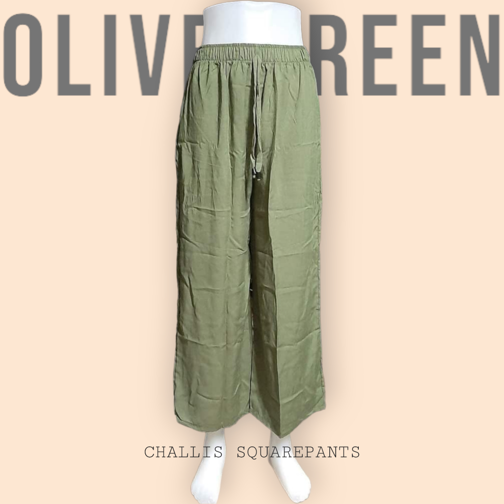 PLAIN SQUARE CHALLIS PANTS W/ POCKET (CAN FIT UP TO XL) | Shopee ...