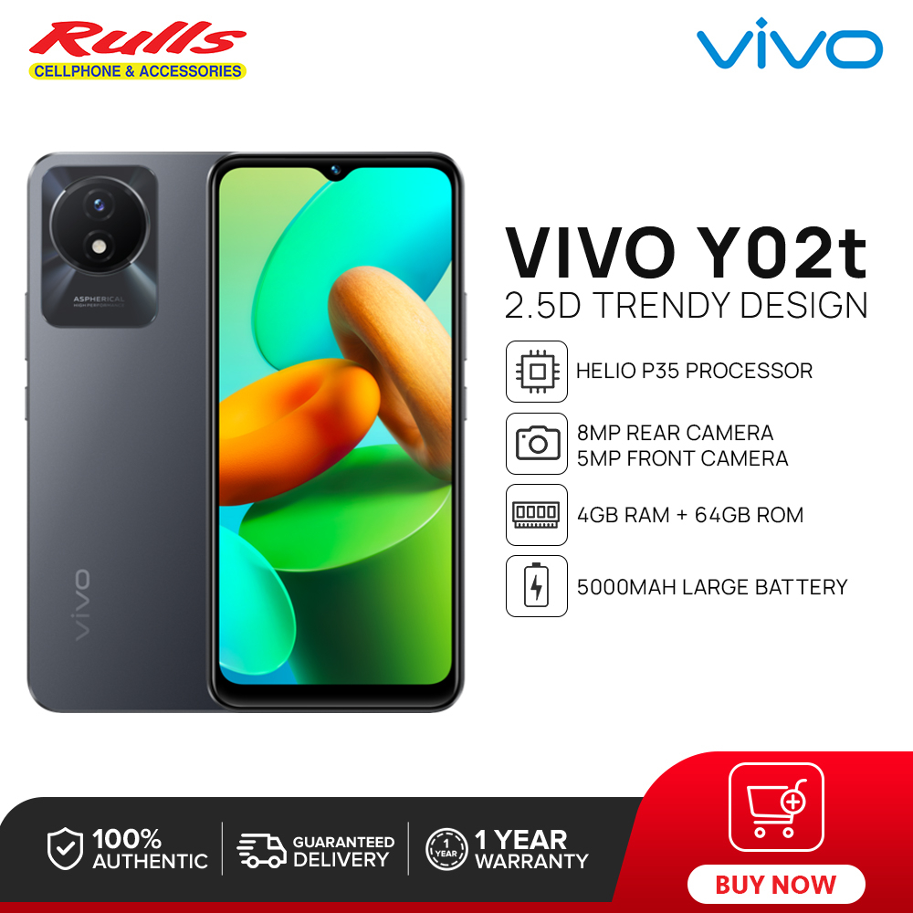 Vivo Y02t Smartphone 4GB+64GB Helio P35 6.51” HD+ IPS Display 5000mAh ...