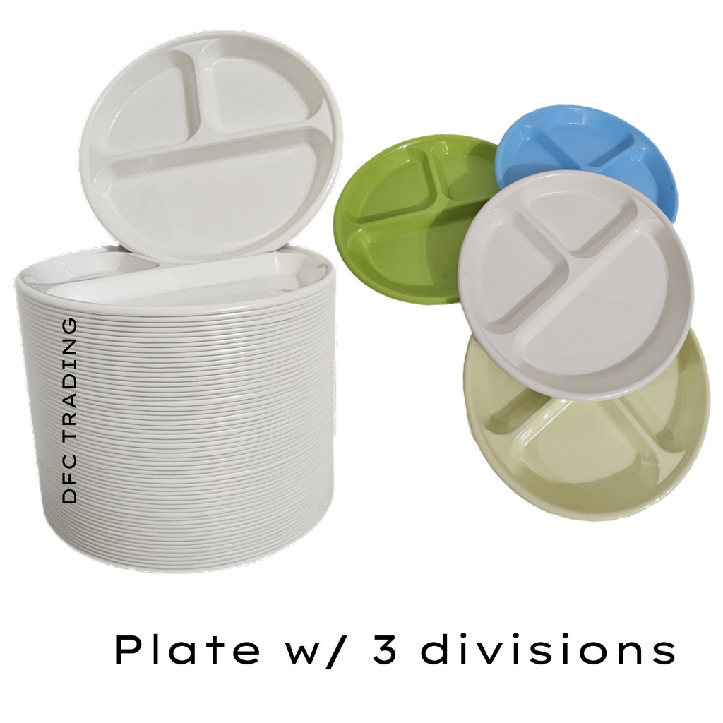 50 PCS Thick durable plate with 3 partition/division bento Proudly ...