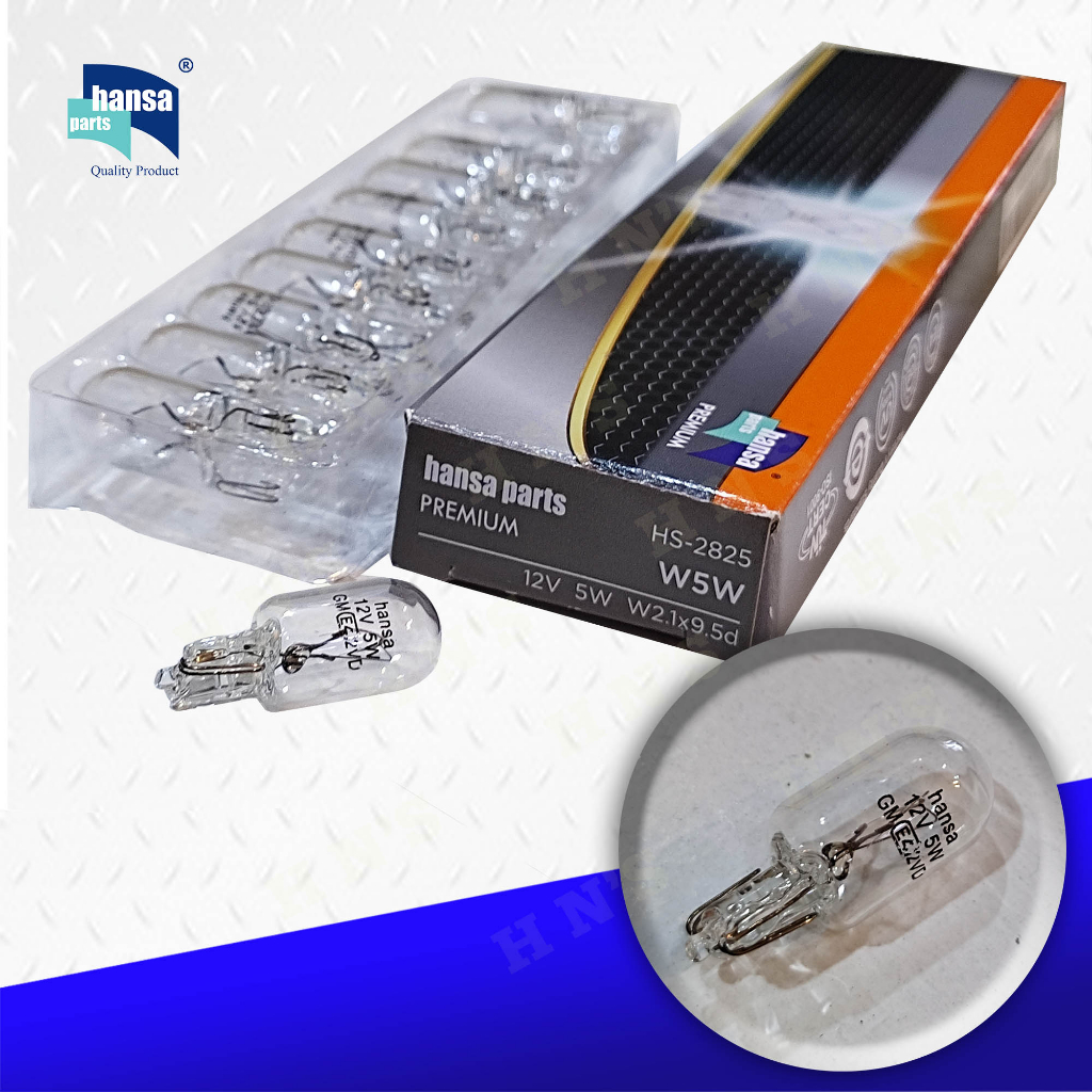 Hansa T10 Bulb 12V 5W W2, 1x9.5d - Wedge Bulb Small T10 ( 10 pcs / box ...