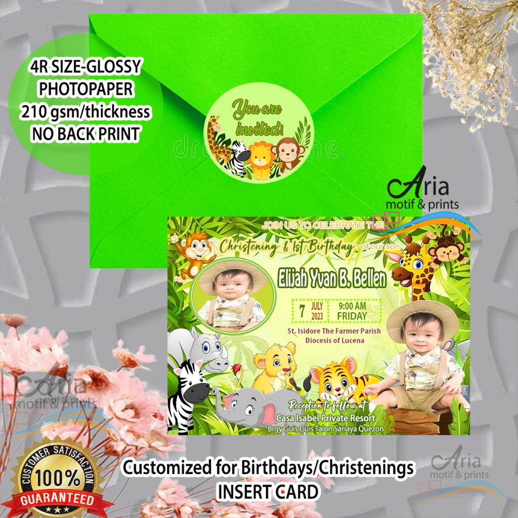 invitation card jungle safari theme 1pc | Shopee Philippines