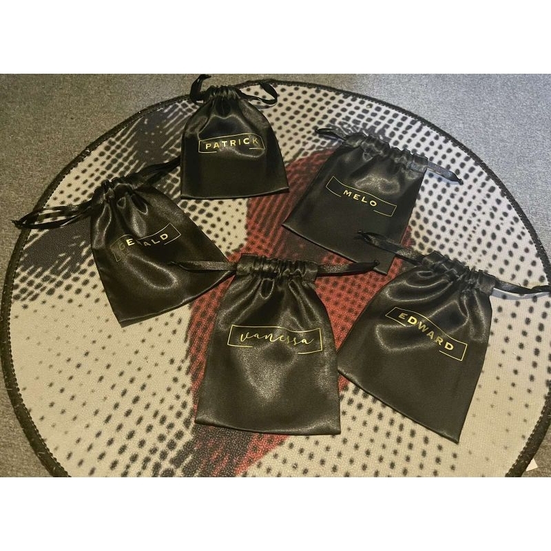 personalized Black Satin Drawstring Pouch | Shopee Philippines