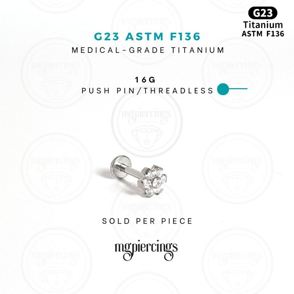 Medical-Grade Titanium G23 ASTM F136 Flower Threadless/Push pin Labret ...