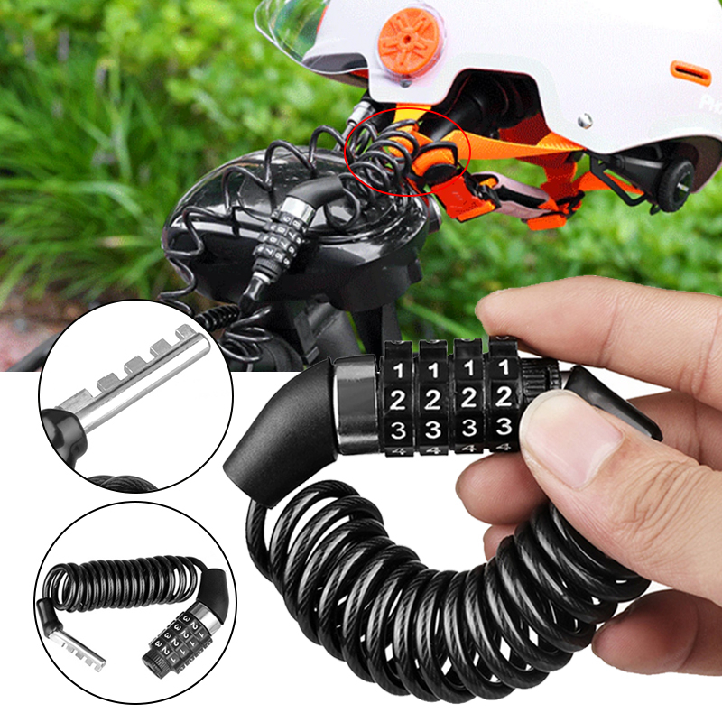 Motorcycle Helmet Lock Bike Helmet Cable Lock with Password Security ...