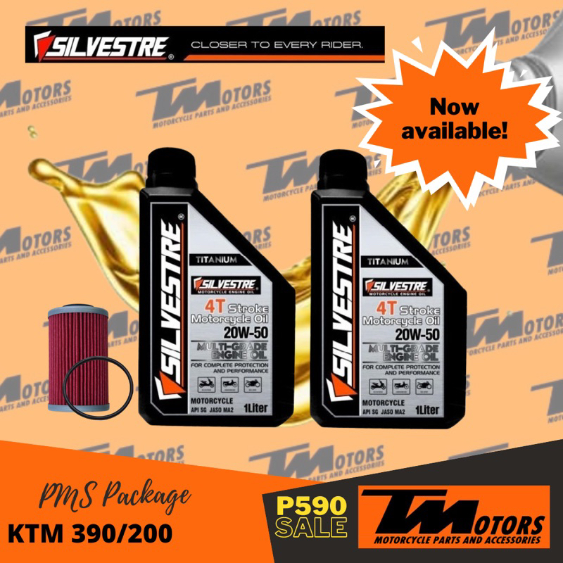Silvestre Titanium Multigrade Oil 20w50 Change Oil Package for KTM Duke ...