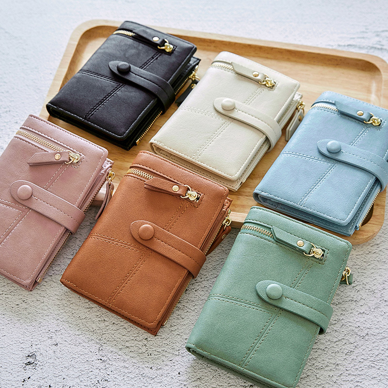Women's Short Wallet Multi-function Buckle Multi-card Purse Ladies ...
