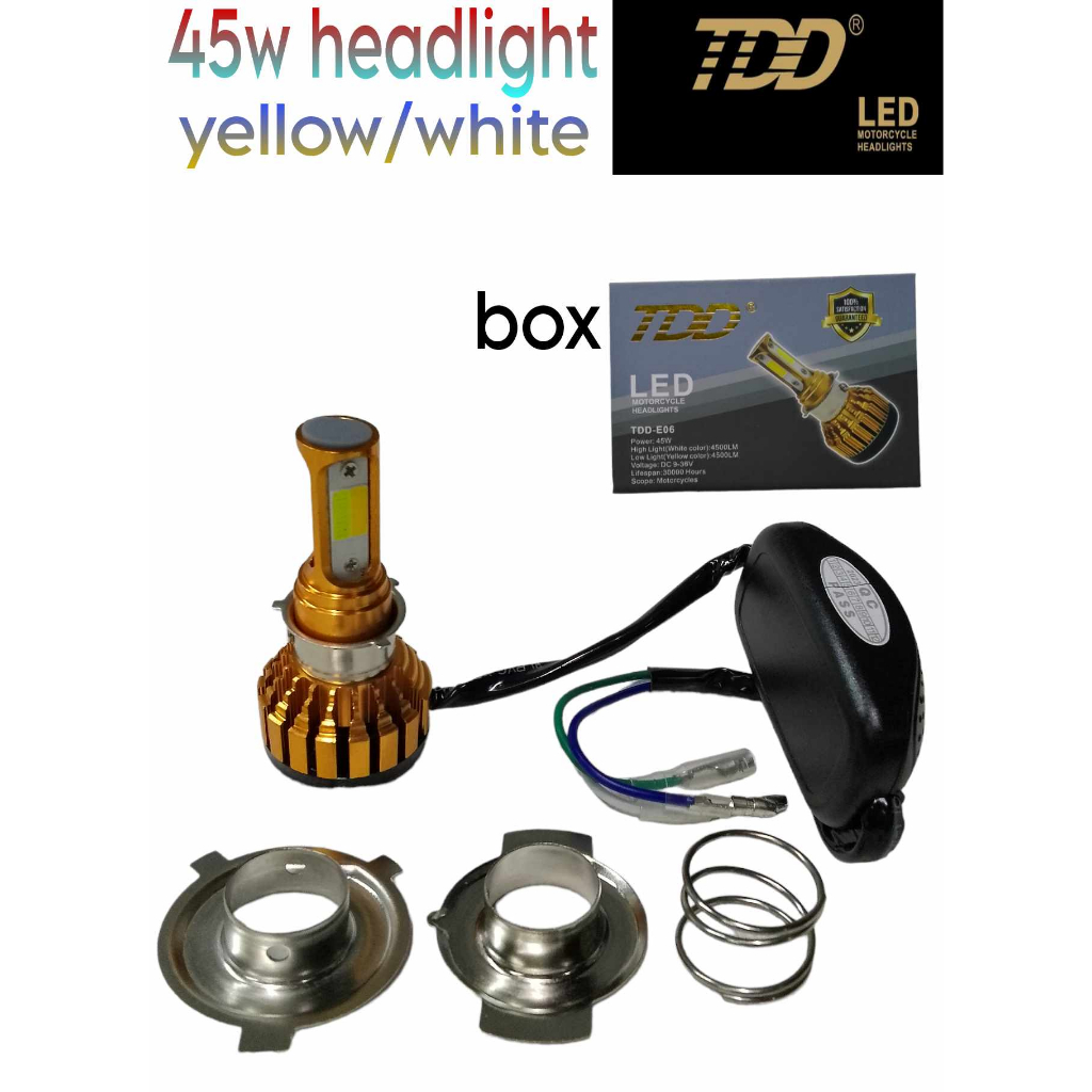 TDD MOTORCYCLE ACCESSORIES E06 YELLOW/WHITE (45W) | Shopee Philippines