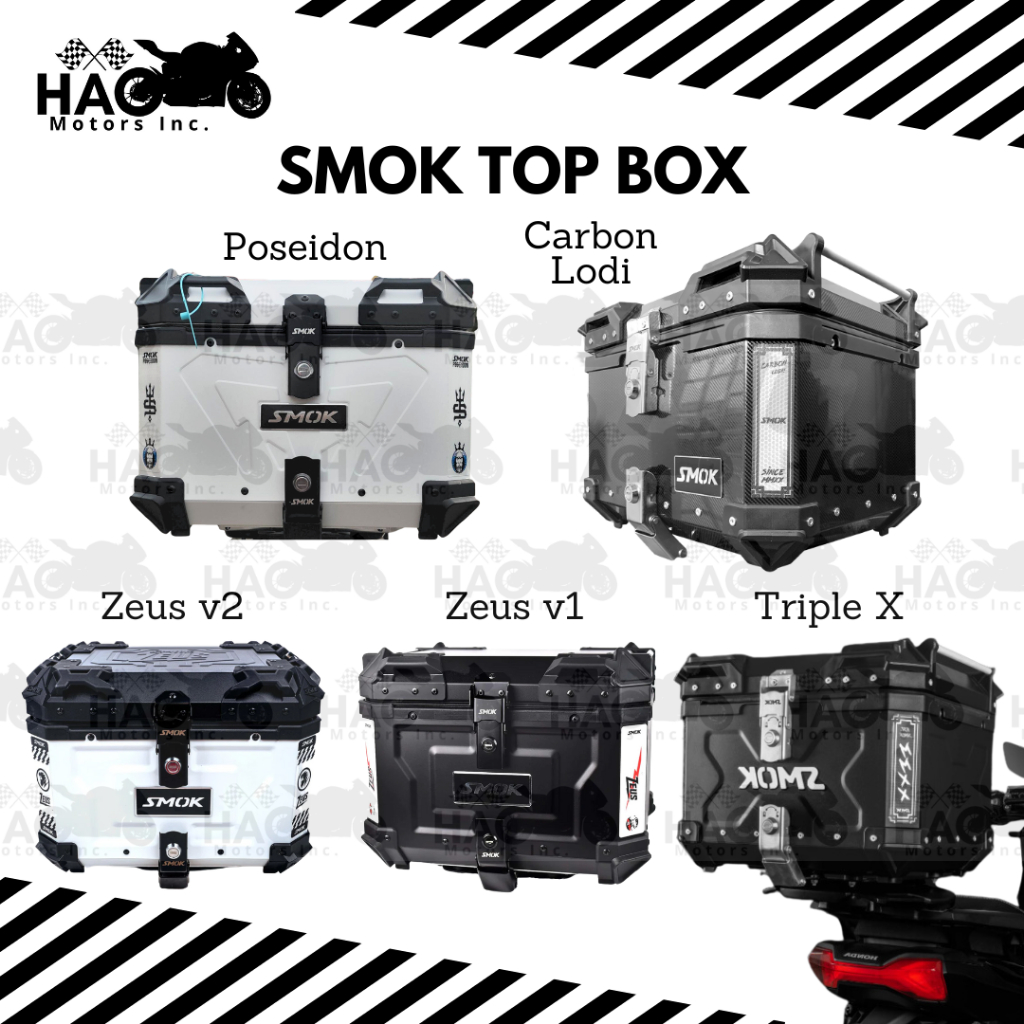 45L TOP BOX POSEIDON/ ZEUS/ CARBON LODI/ POIZON/ WITH BASE PLATE Motor ...