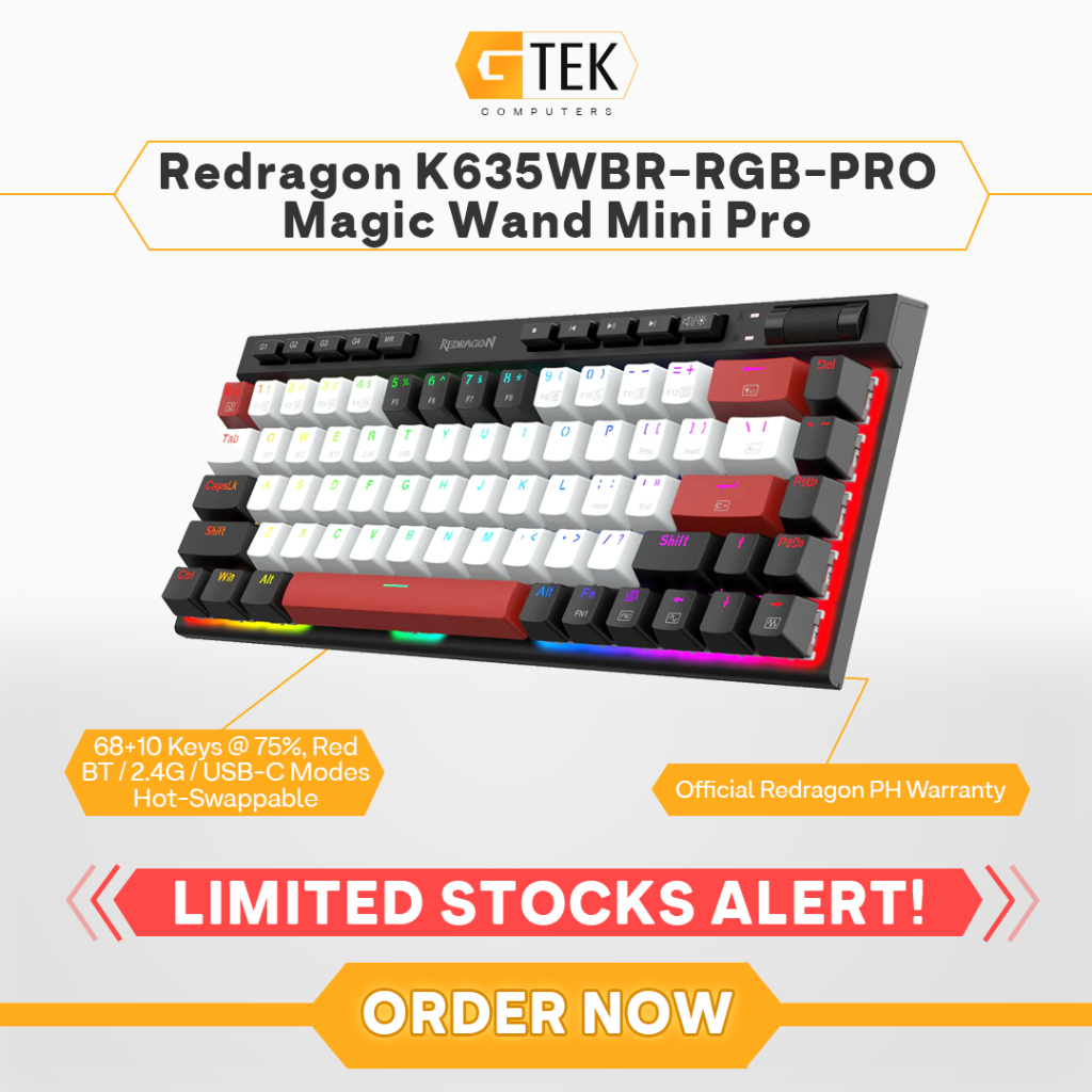 Redragon Pollux K628RGB-BRW 78-Key Mechanical Gaming Keyboard Red ...