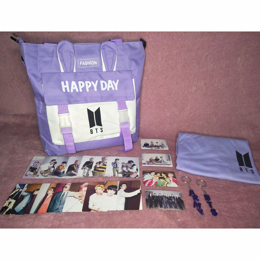 Kpop Army Happy Day Canvas Bag + Crop top + 20PCS Lomo Cards ...