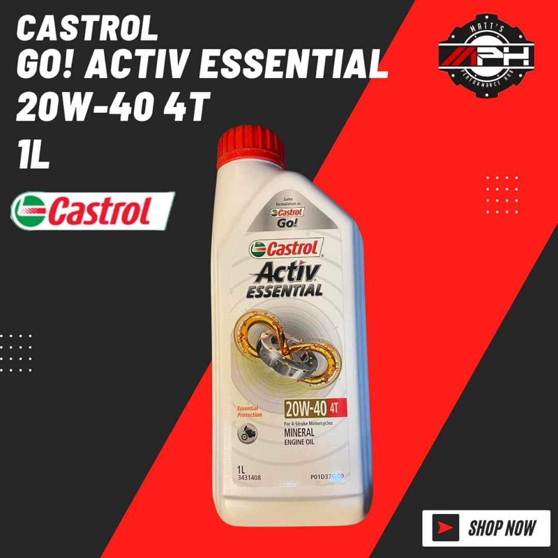 Castrol Go! Activ Essential 1L 20W-40 Mineral Engine Oil for 4-Stroke ...