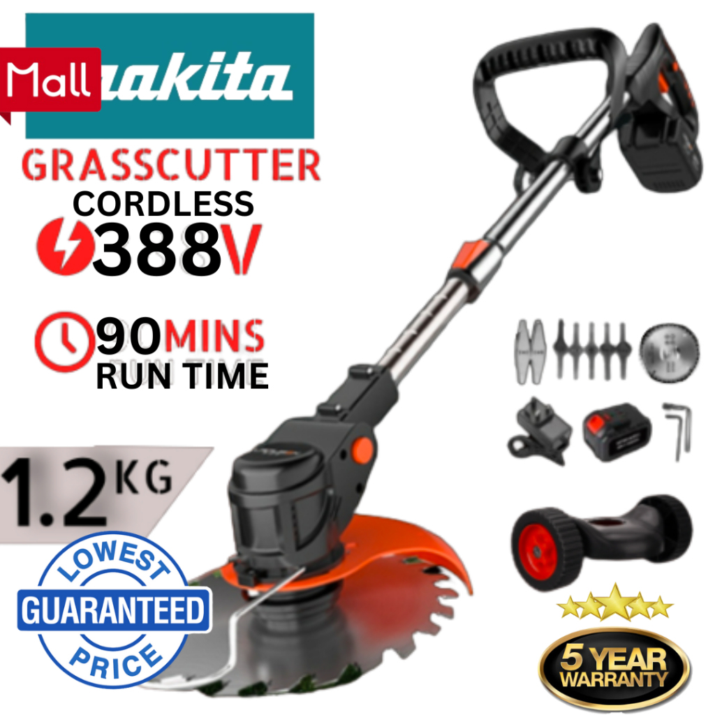 [388V Grass Cutter] Electric Grass Trimmer Lawn Mower Lawn mower with removable training wheels ...