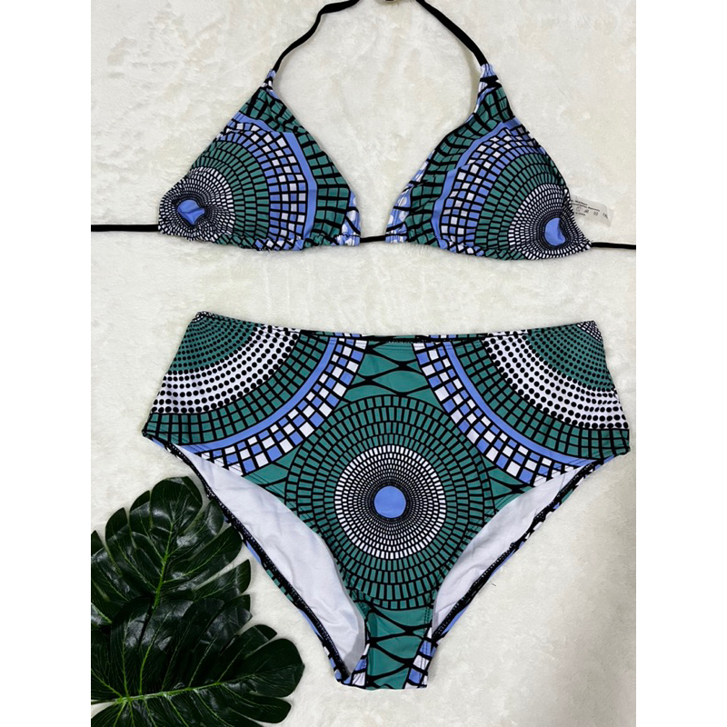 Brand New Plus Size Two Piece Swimsuit String Type Geo Print | Shopee ...