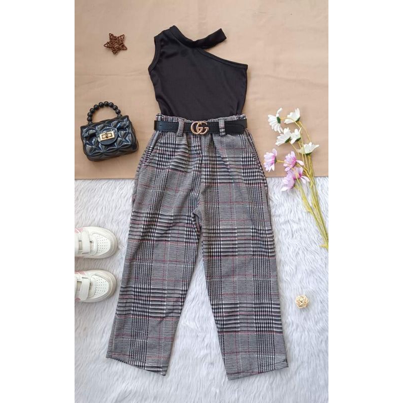 Interlock Trouser Pants and Plain Top Terno Pair for Kids Girls 3 to 5 ...