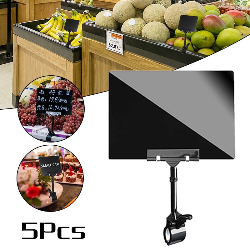 5pcs Black Plastic Shelf Clamp Merchandise Sign Price Label Tag ...