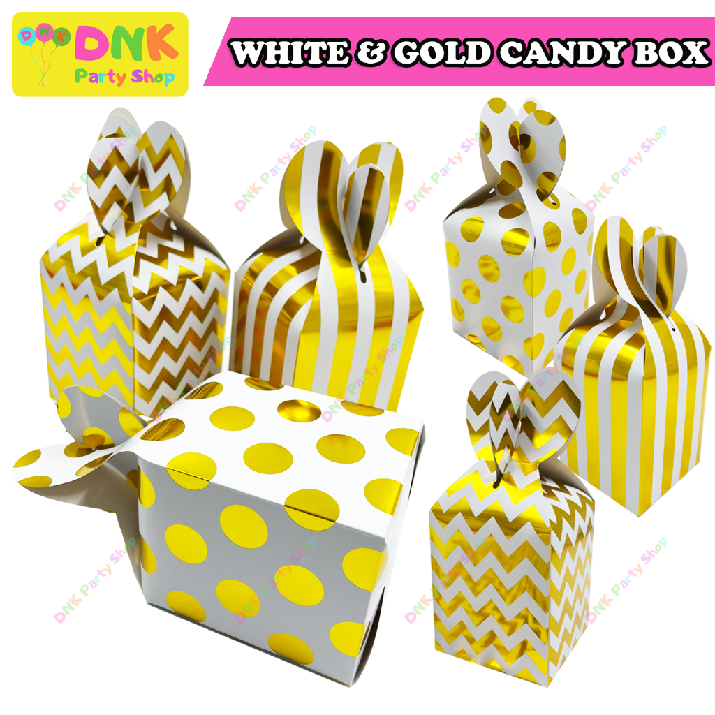 6 pcs Elegant White and Gold Candy Loot Box Lootbox Give Away Party ...