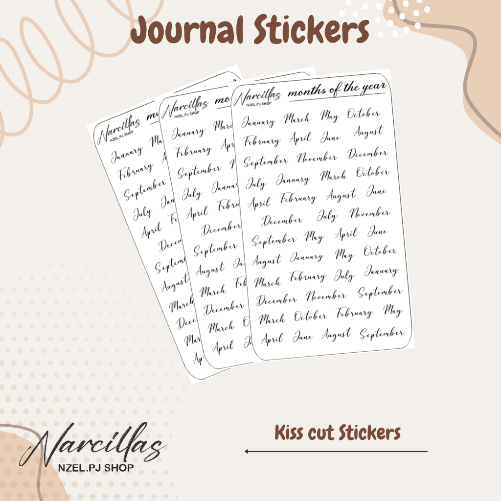 months of the year script | stickers for planners, journals, etc ...