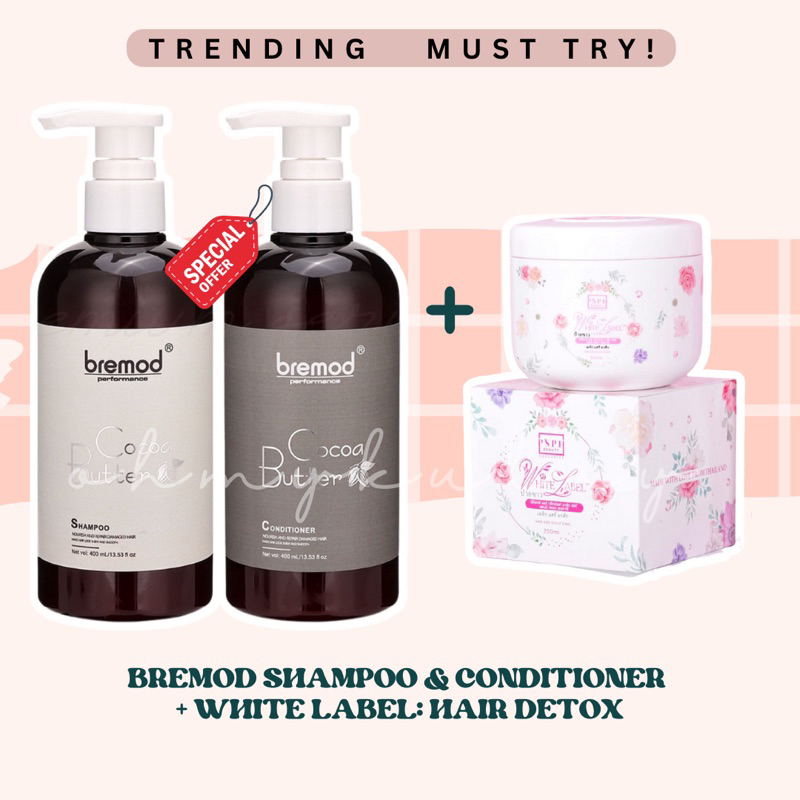 400ml Bremod Premium Cocoa Butter Shampoo & Conditioner white label ...